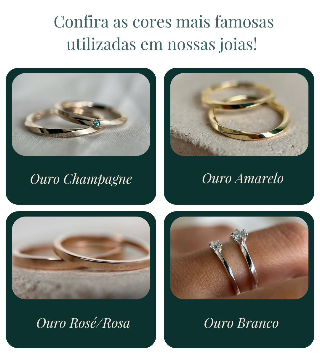 Tonalidades do ouro: quais são as cores das ligas do ouro 18k